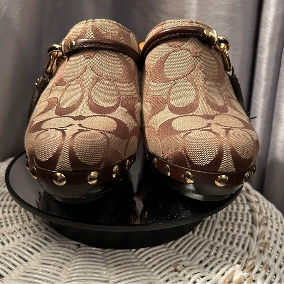 Coach | Shoes | Coach Shasha Clogs Mules In Brown Wood Leather And ...